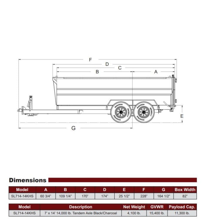 SL714-14KHS 7’W x 14’L | Southland Trailers